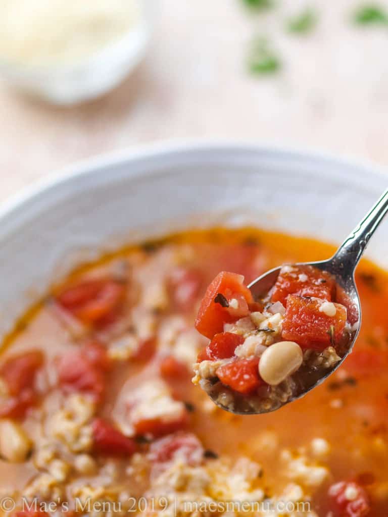 Minestra Soup — Italian Farro Soup with Sausage & Beans - Mae's Menu